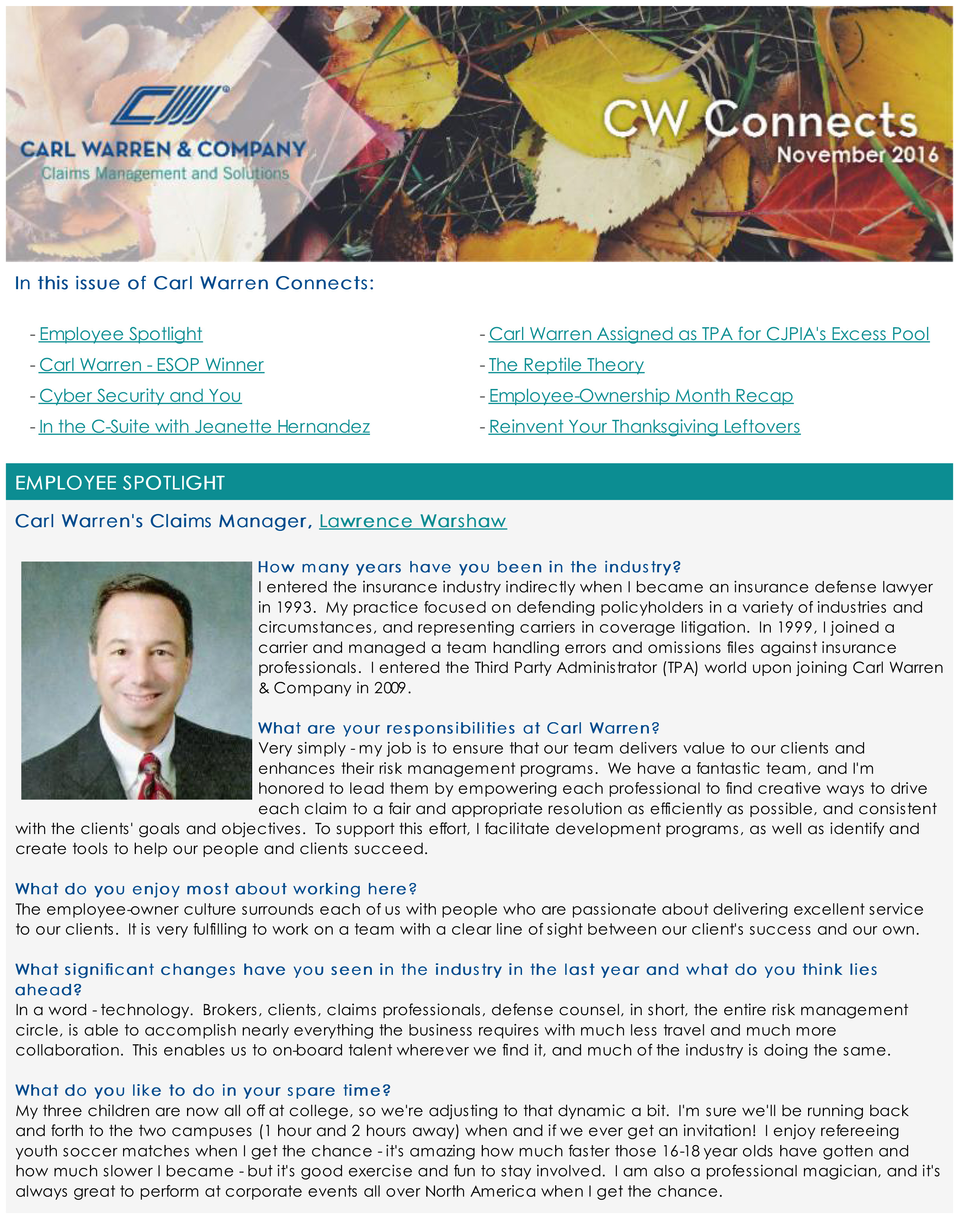 Carl Warren Connects Newsletter Archives - Carl Warren